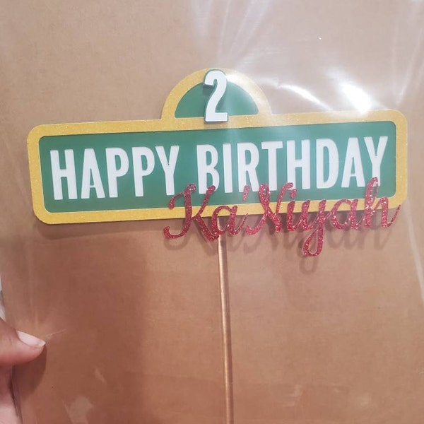 Happy Birthday Street Sign Personalized Happy Birthday Cake Topper ...