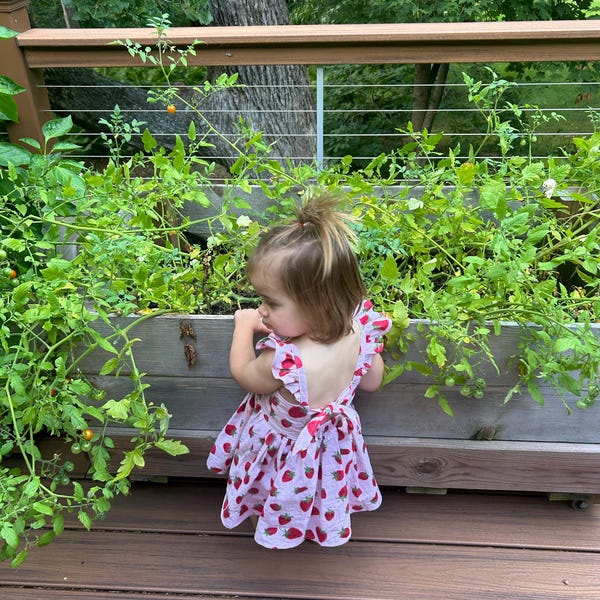 Strawberry Twirly Dress: Berry First Birthday Outfit, Summer Sundress ...