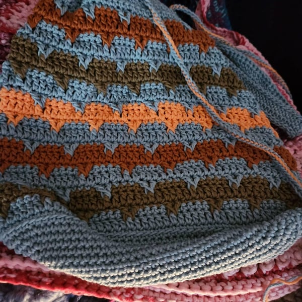 Day Trip Drawstring Bag - Crochet Striped Purse PATTERN (PDF Download ...