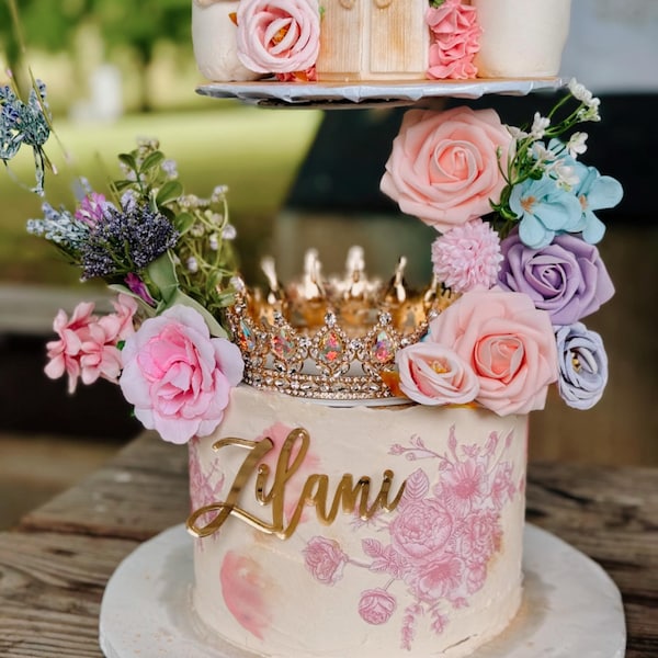 Floral Cake Stickers, Toile De Jouy Edible Images, Blue Pink or Green ...