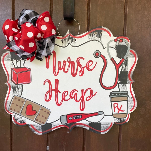 Nurse Door Hanger, Nurse, Nurse Gift, Clinic Decor, School, Nurse Decor ...