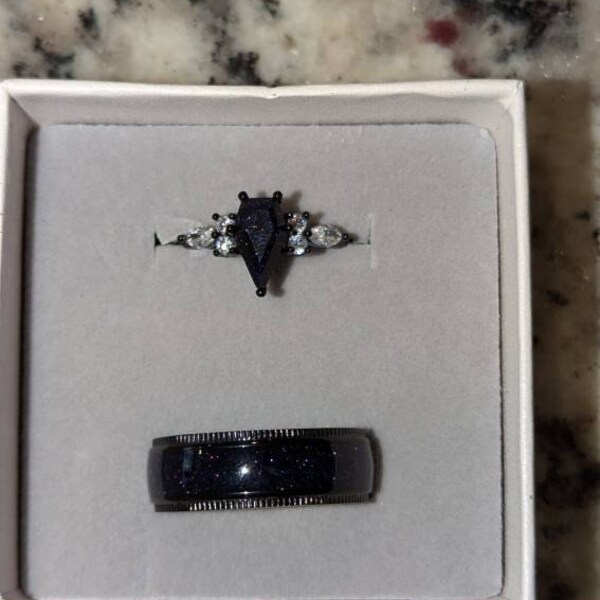 Hexagon Shaped Orion Nebula Ring Set, Matching Couple Rings, His and ...