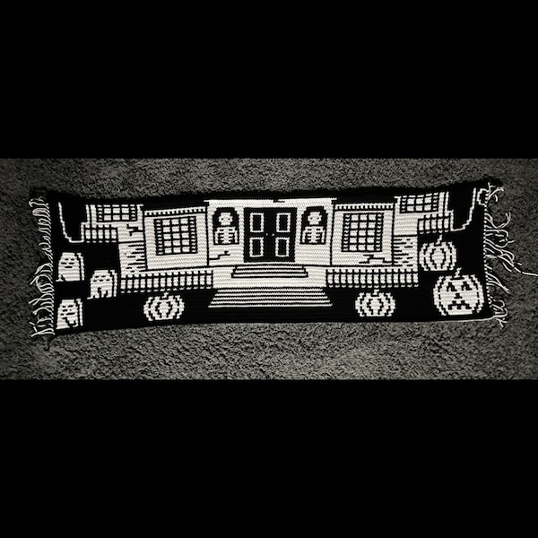 Haunted Hilltop Horror House Overlay Mosaic Crochet Pattern - Etsy