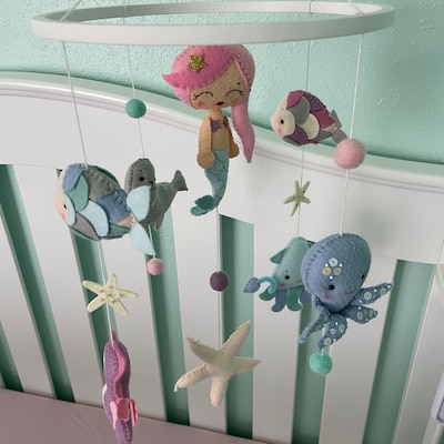 Mermaid Baby Mobile, Ocean Crib Mobile, Sea Creatures Cot Mobile ...