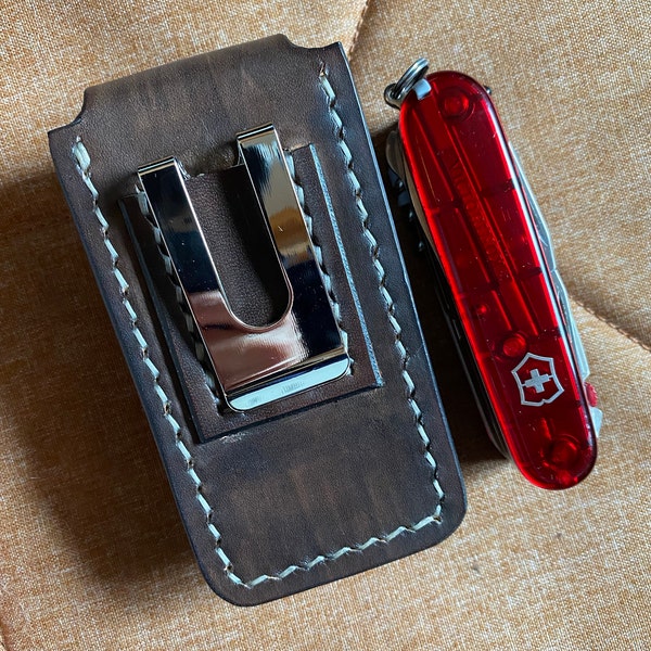 Swiss Army Knife Sheath Handmade Genuine Leather Victorinox Swiss Champ ...
