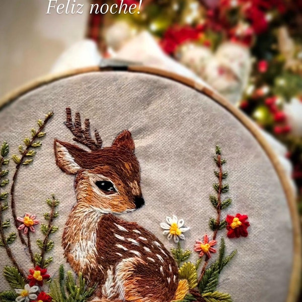 Deer Hand Embroidery, Embroidery Pattern, Woodland Embroidery, Reindeer ...