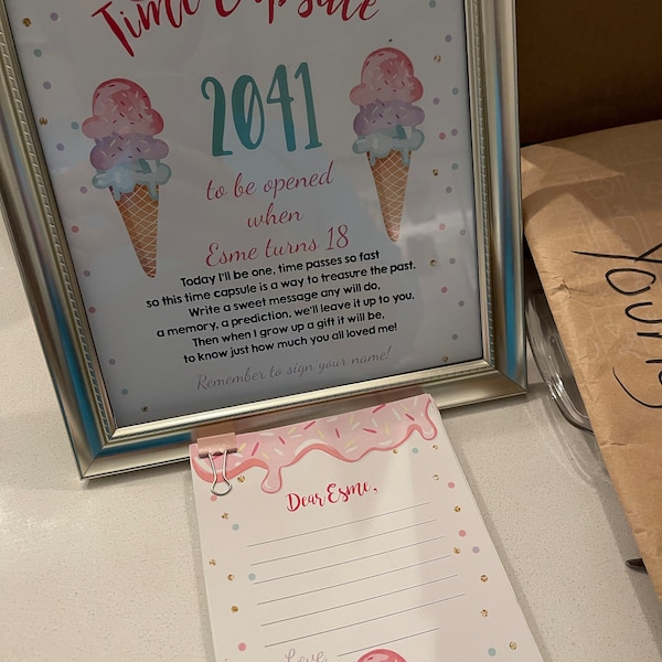Editable Ice Cream Time Capsule First Birthday Party Ice Cream Birthday ...