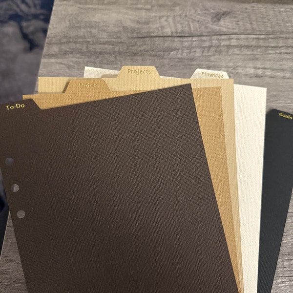 A5 Tabbed Planner Dividers: Coffee Colors, Textured Cardstock (set of 6 ...