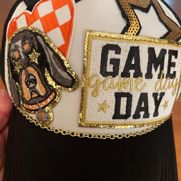 Orange Checkered Game Day Patch, Iron on Patch, Chenille Sequin Patch, DIY Patch, Preppy ...