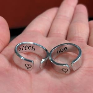 Hidden Swear Word, Adjustable Aluminum Metal Stamped Ring, Creep Ring ...