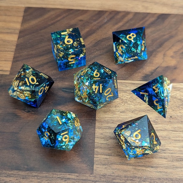 Sacred Flame - Blue Smoke With Gold Foil Handmade Resin Sharp Edge Dnd ...