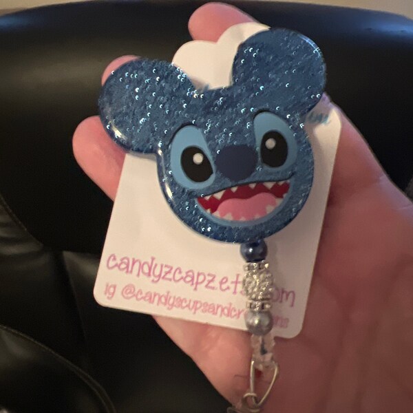Mouse Shaped Retractable Permanent Badge Reel Animal Blue Experiment ...