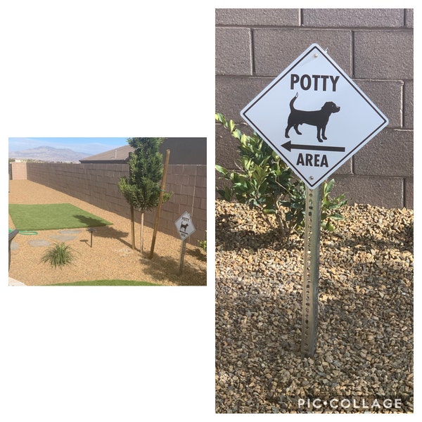 Potty Area Sign - Dog Standing Potty Area Exterior Rust Free Aluminum ...