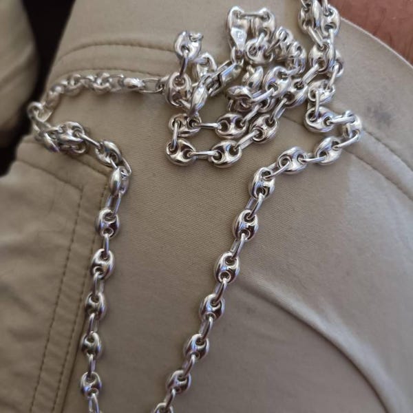 925 Sterling Silver Paper Clip Chain Necklace, Womens Solid Silver ...