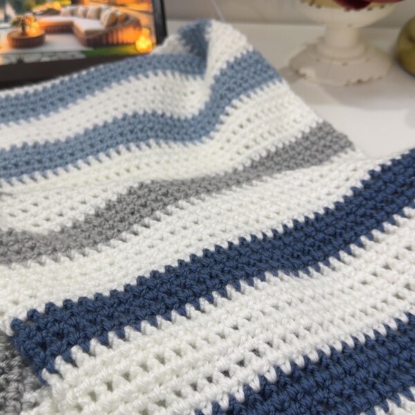 Easy Striped Blanket Crochet Pattern, Striped Crochet Throw Pattern ...