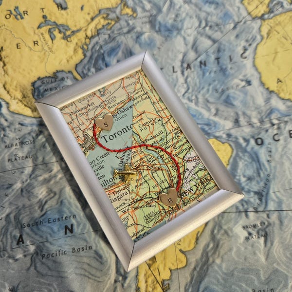 Long Distance Map Frame, String of Fate Gift (2x2.7") - Etsy