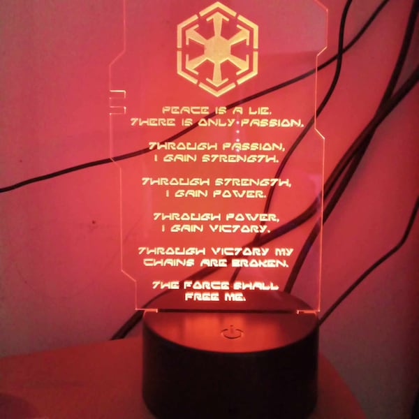 Jedi and Sith Code Hologram LED Night Light With Remote Control | Star ...