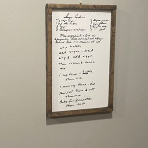 Custom Handwritten Recipe Sign Made From Your Recipe Card - Etsy