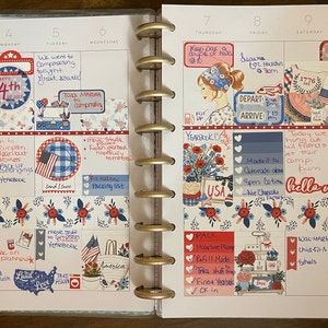 NEW Weekly Sticker Kit Patriotic July 4th Stickers 4th of July Memorial ...