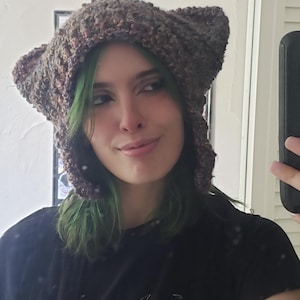 Triple Star Strings Cat Hat Handmade Crocheted Striped Earflaps Beanie ...