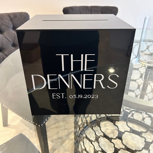 Acrylic Card Box With Lock and Key | Personalized Raised Text Card Box ...