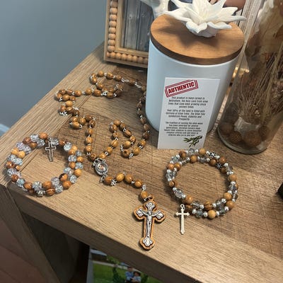 8 Inch Wooden Cross for Wall Décor Olive Wood Crucifix Made in the Holy ...