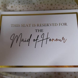 Reserved Seating Tags, Real Foil, Wedding Tags, Seating Plan, Ribbon ...