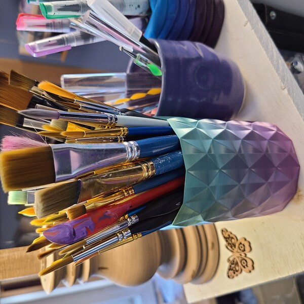 Desk Organizer | Multi- Section Pencil Holder | 3D Printed | Sticky ...