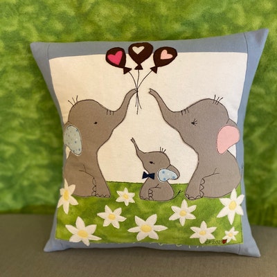 Digital Sewing Pattern PDF Elephants Cushion Coverapplique Cushion ...