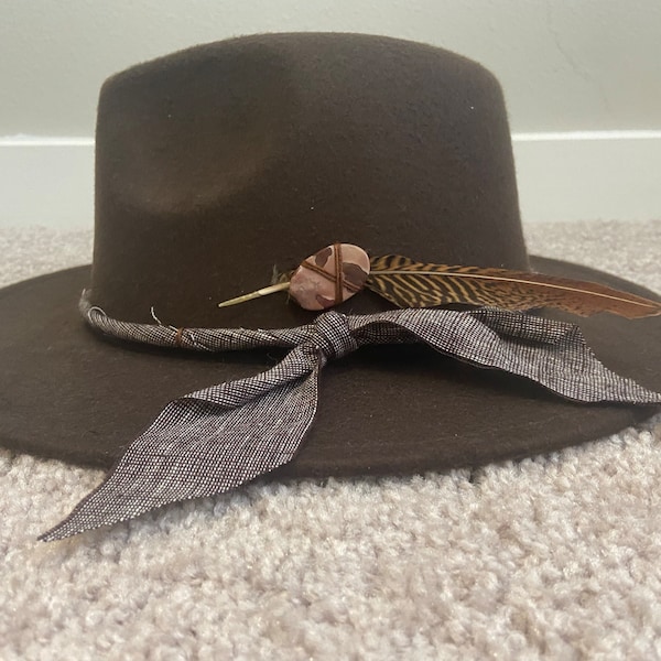Grey Fedora Hat, Navajo Concha, Felt Hat, One Size Fits All, Mens and ...