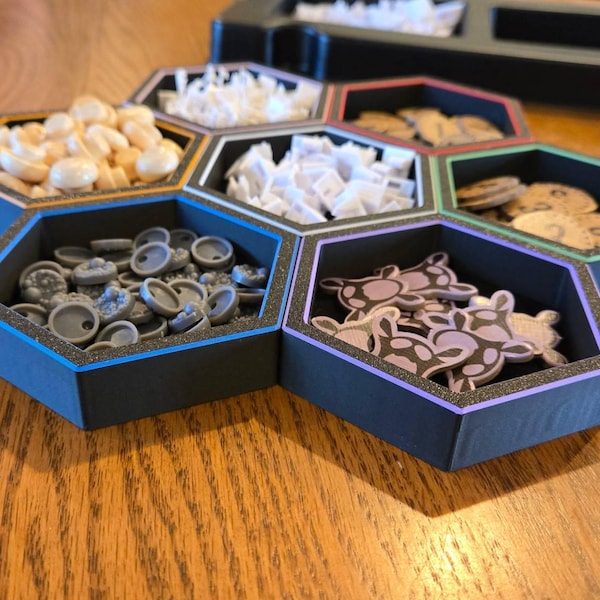 Magnetic Hexagon Board Game Trays – Modular Token Organizer With 12 ...