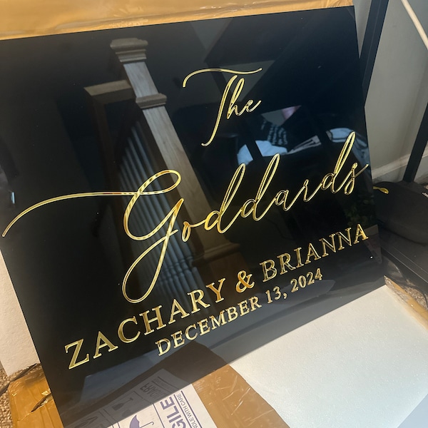 Personalized Gold Welcome Sign, Last Name Welcome Sign, Wedding Welcome ...