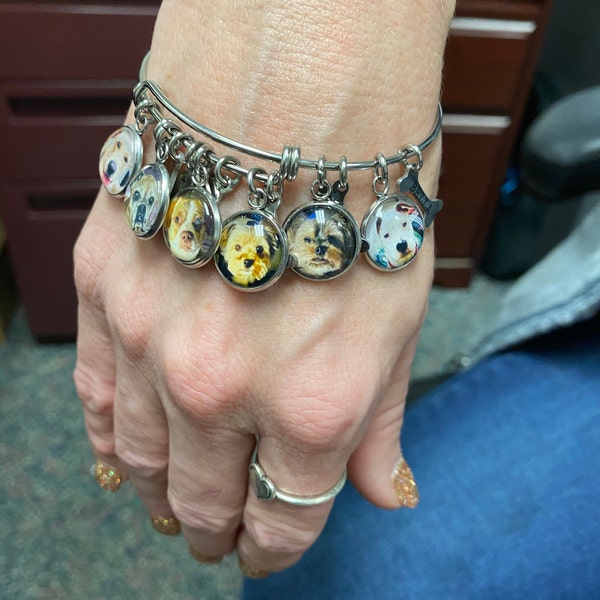 Pet Photo Puppy Love Stainless Adjustable Bangle Bracelet - Dog Cat ...