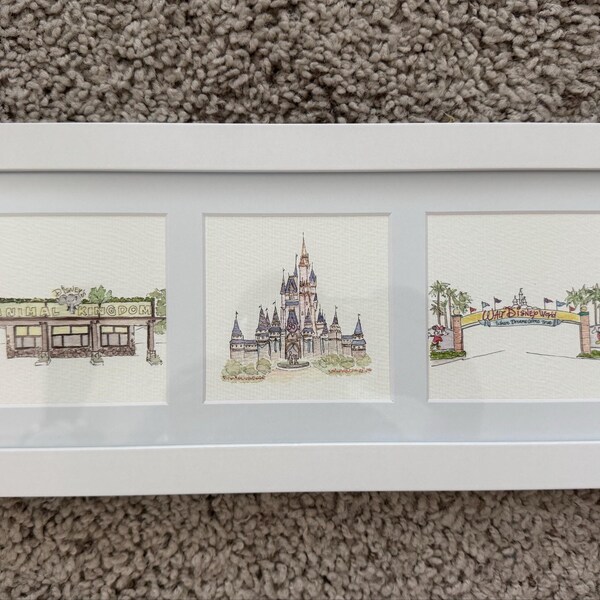Disney World Miniature Art, Epcot, Hand-painted, Print of Watercolor ...