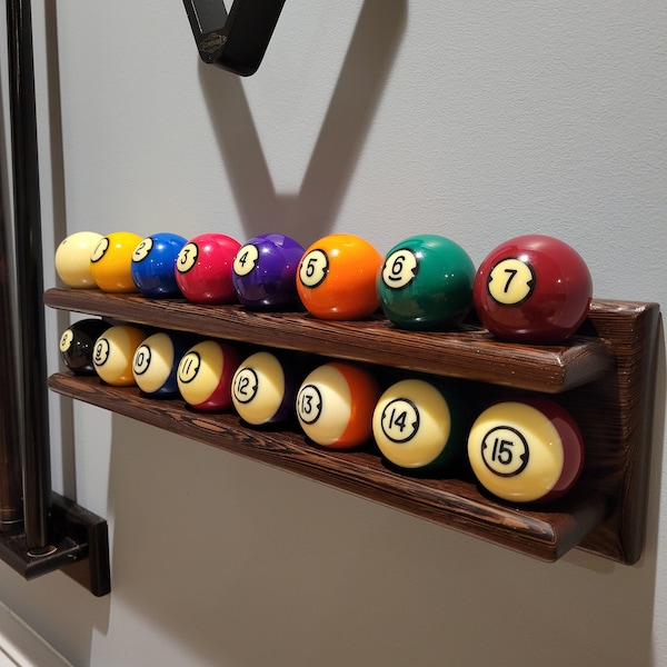 Handmade Hardwood Pool Ball Rack: Wall Mount Billiard Shelf - Pool Ball ...