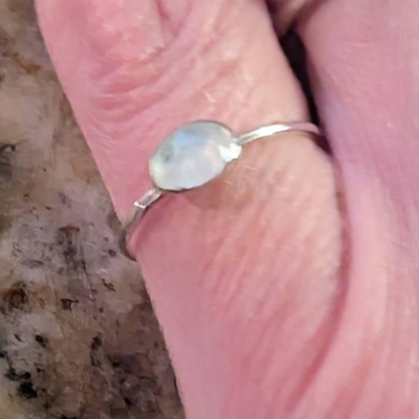 Natural Rainbow Moonstone Ring, Oval Ring, Dainty Ring, Everyday Wear ...