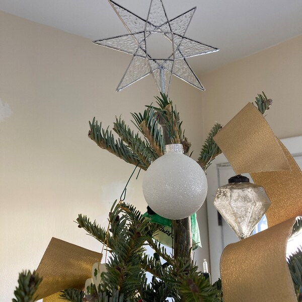 Clear Textured Star Stained Glass Tree Topper for Christmas Trees ...