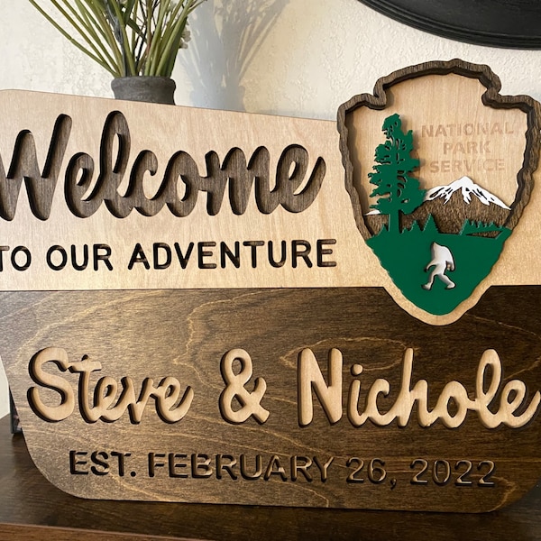 National Park Sign, Welcome Sign, Camping Sign, Personalized Wedding ...