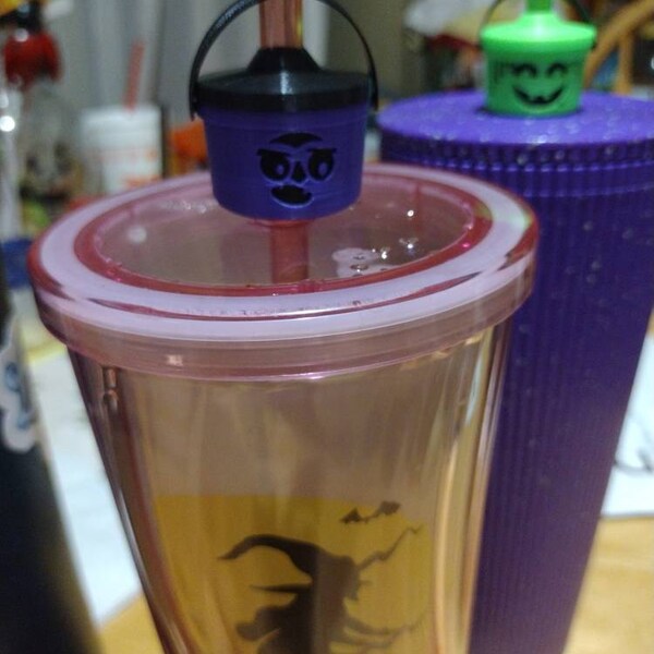 Straw Toppers Halloween Buckets With New Purple Vampire, Mummy ...