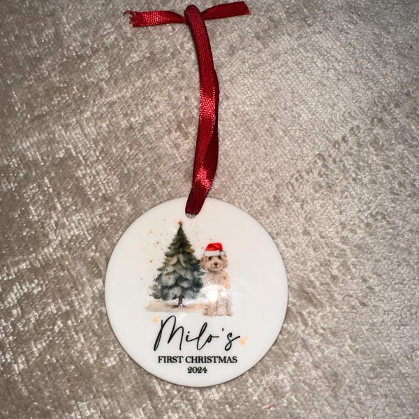 Personalised Dogs First Christmas Bauble, Puppy's 1st Xmas Tree ...