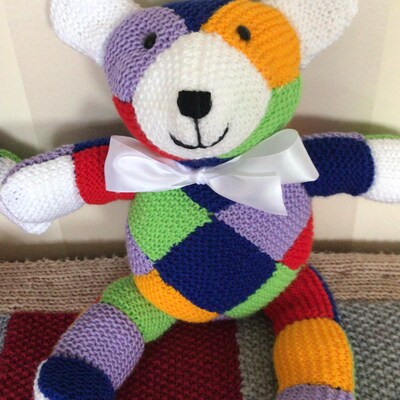 Knitted Square Bear - Etsy