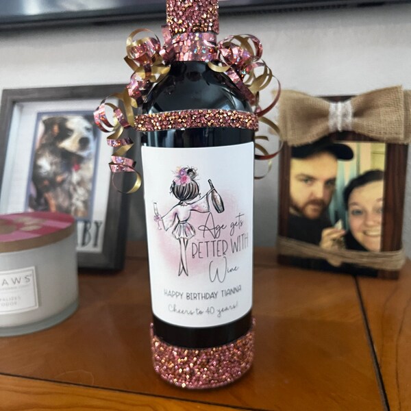 Age Gets Better With Wine Birthday Wine Label - Girl - 4015W - Etsy