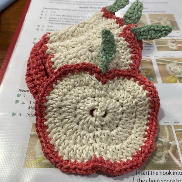 Apple Slices Coaster Set Crochet Pattern, PDF for Instant Download - Etsy