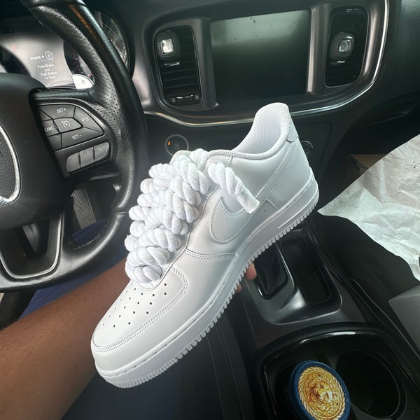 White Air Force 1 With Thick Rope Lace Authentic AF1 Air Force 1 Lace ...