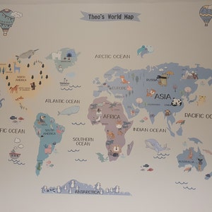 Dinosaur World Map Wall Sticker World Map Wall Decal Map | Etsy