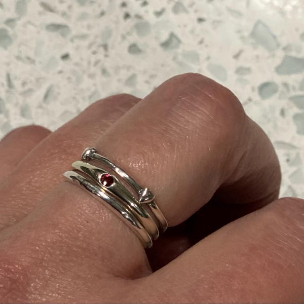 Stackable Gold Rings • Gold Stack Ring Set • 2 Birthstone Rings & 2 ...