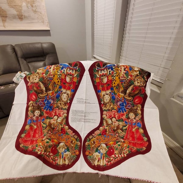 Vintage Cranston Jumbo Christmas Stocking Cut Craft Panel Toyland ...