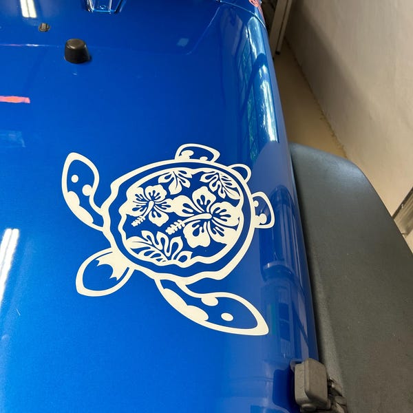 Turtle Hibiscus Flower Decal, Available in Many Sizes and Colors ...