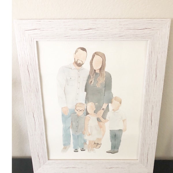 CUSTOM Family Faceless Portrait Watercolor - Etsy