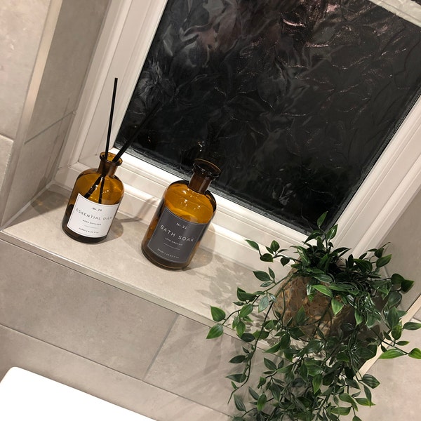 Amber Glass Apothecary Jar Reed Diffuser With White, Grey or Black ...